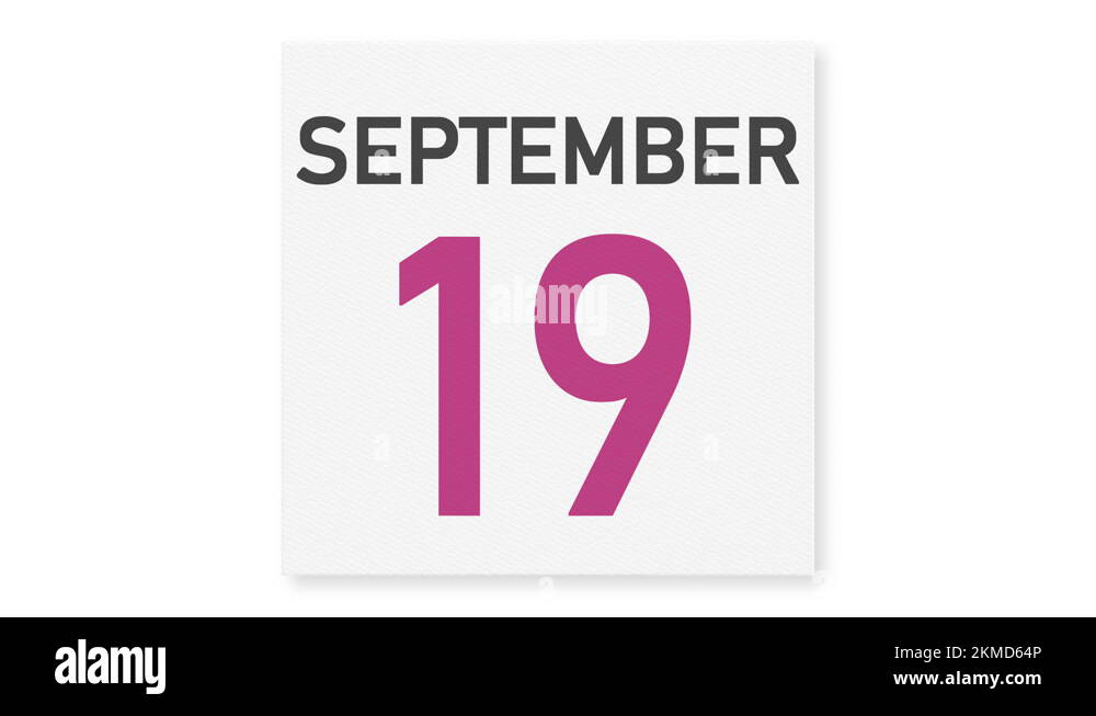 September 20 date behind crumpled paper page of a calendar, 3d ...