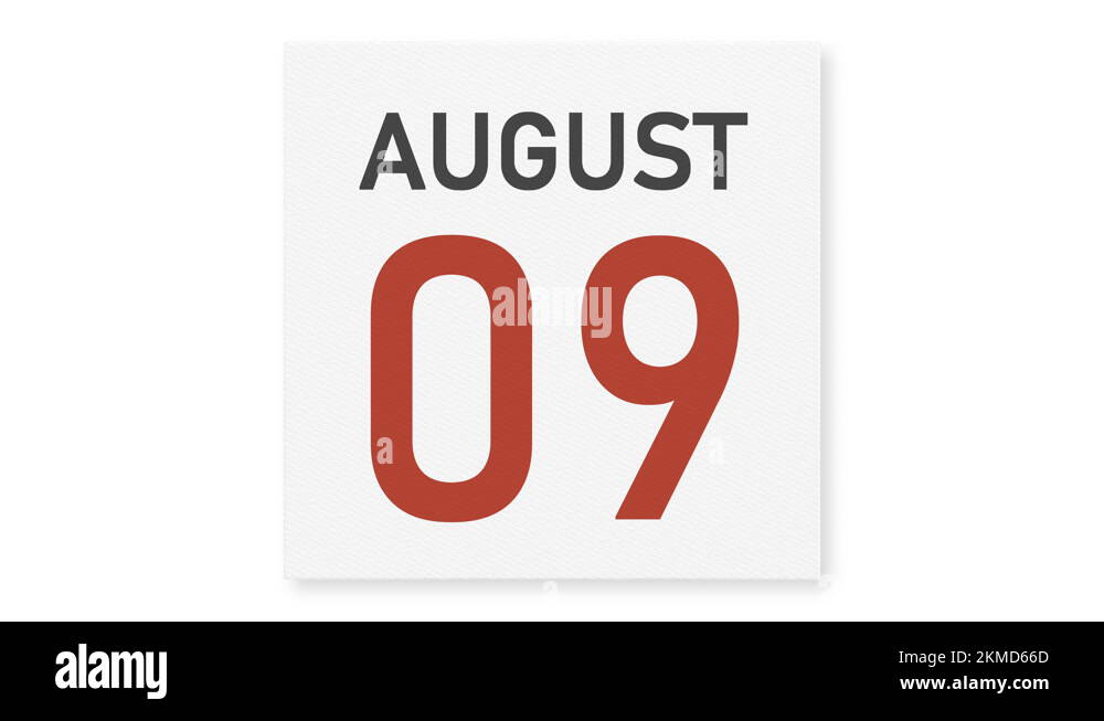 August 10 date behind crumpled paper page of a calendar, 3d animation ...