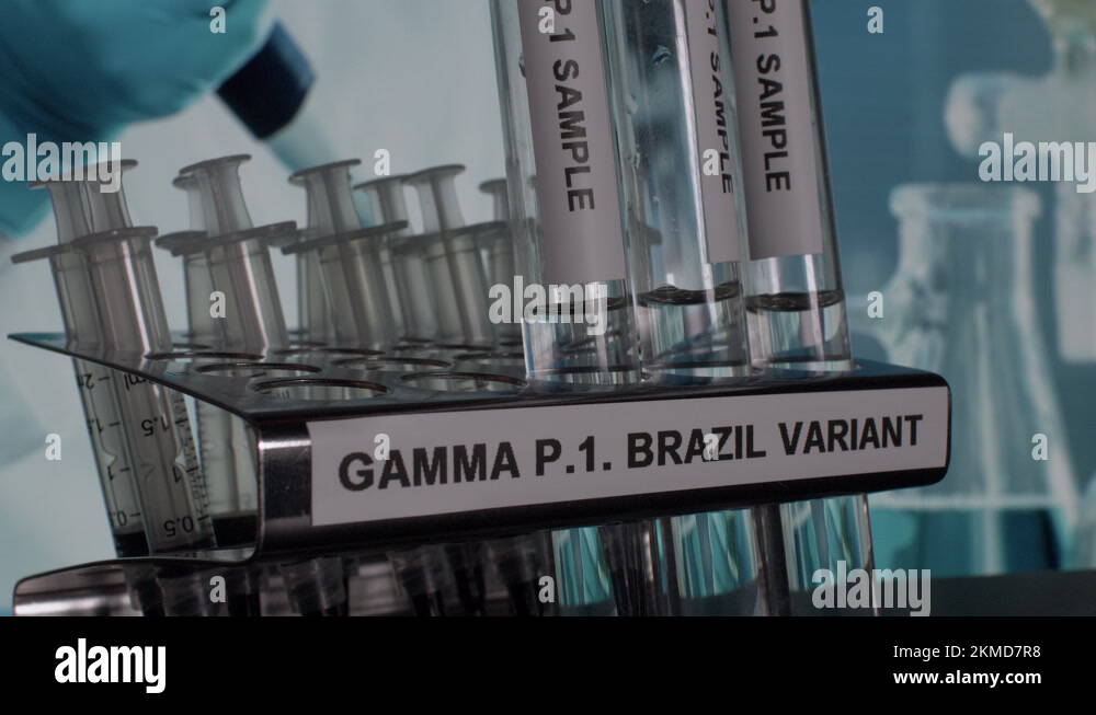 Gamma P.1 Brazil Variant Test Tube Sample Vials Being Taken Off Rack ...