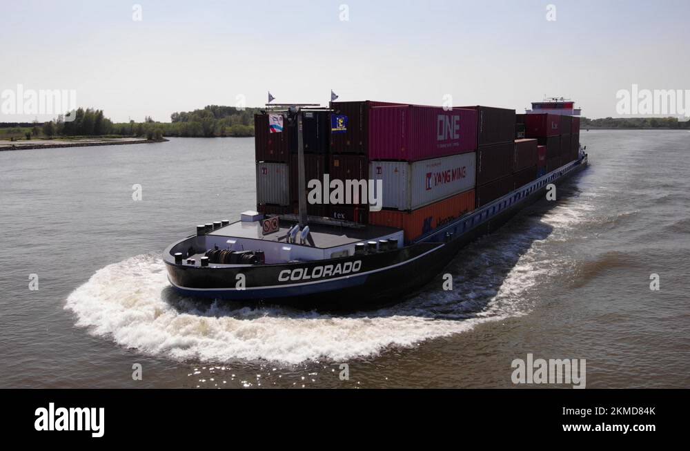 COLORADO Inland Freighter With Bulk Goods Cruising Along The River In ...