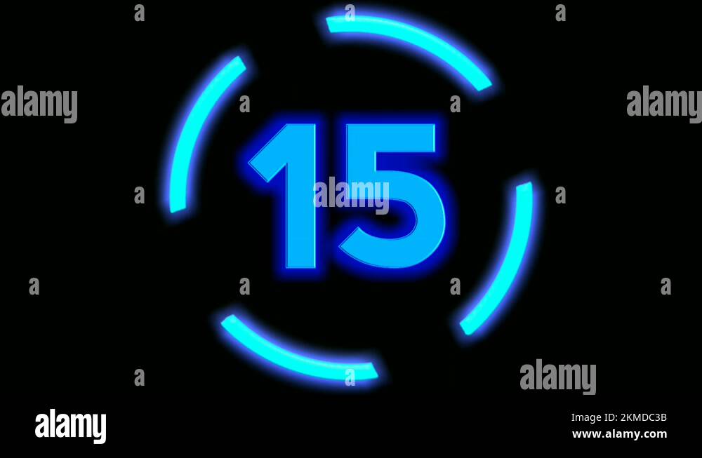 4K Neon light countdown animation number twenty to one on black Stock ...