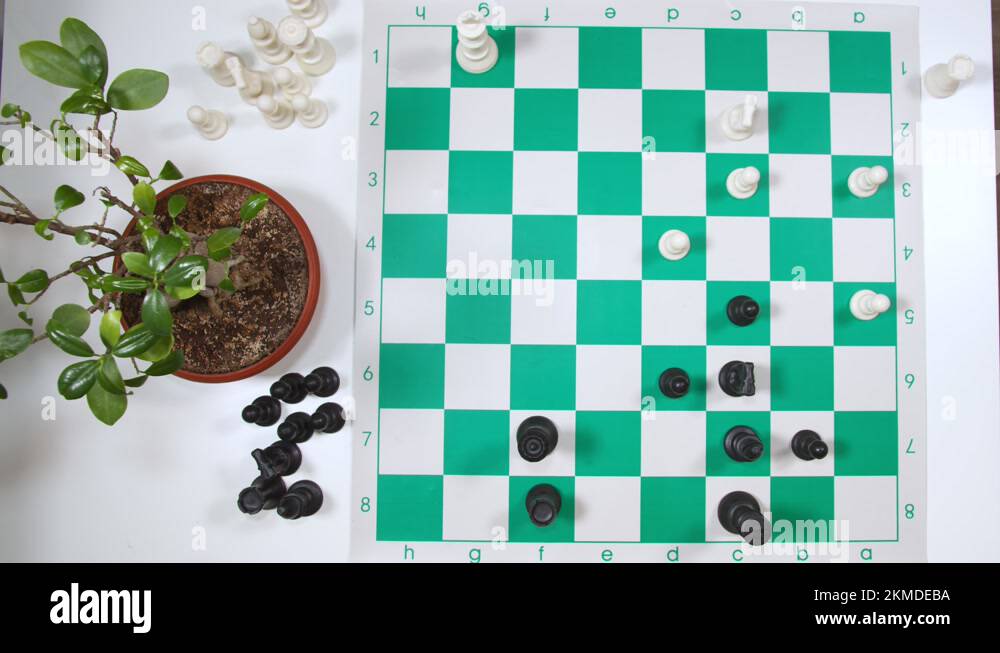 Chessman Moving Chess Pieces Horizontally On The Board. top view Stock ...