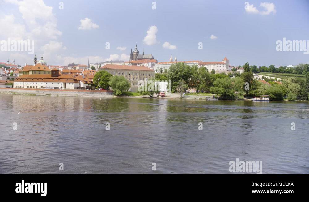 Summer in Prague, Czech Republic.Vltava River, Castle and St Vitus ...