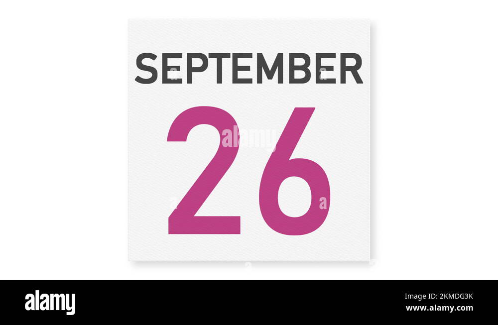 September 27 date behind crumpled paper page of a calendar, 3d ...