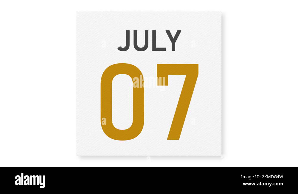 July 8 date behind crumpled paper page of a calendar, 3d animation ...