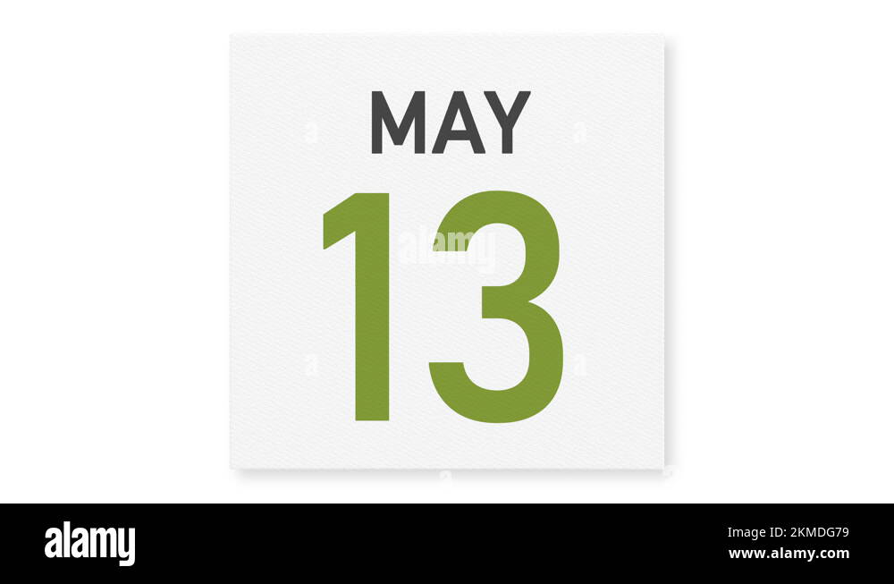 May 14 date behind crumpled paper page of a calendar, 3d animation ...