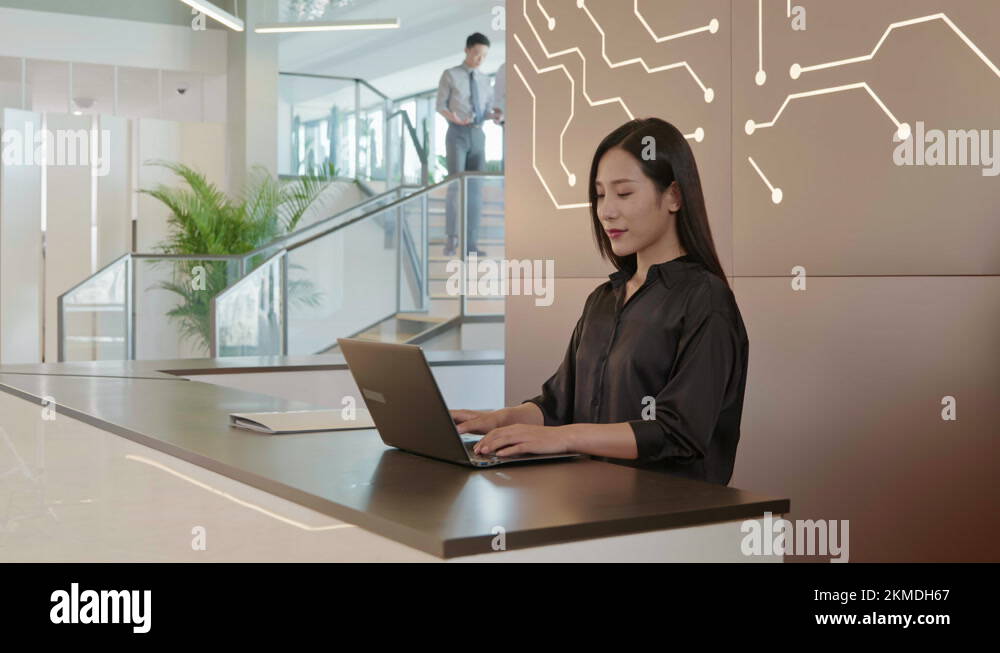 Businesswoman standing reception desk desk Stock Videos & Footage - HD ...