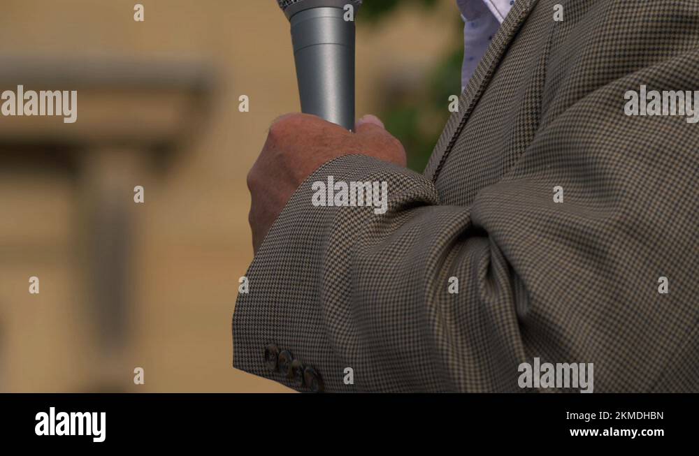 Communication politician standing microphone meeting Stock Videos ...