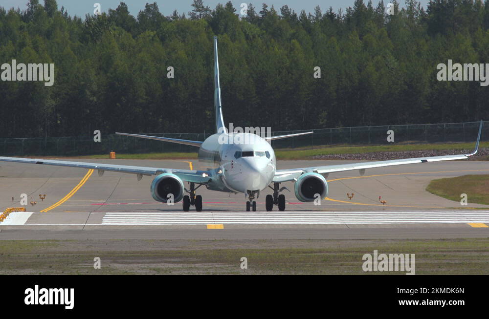 airplane line up for takeoff new airline flyr boeing 737 oslo airport ...