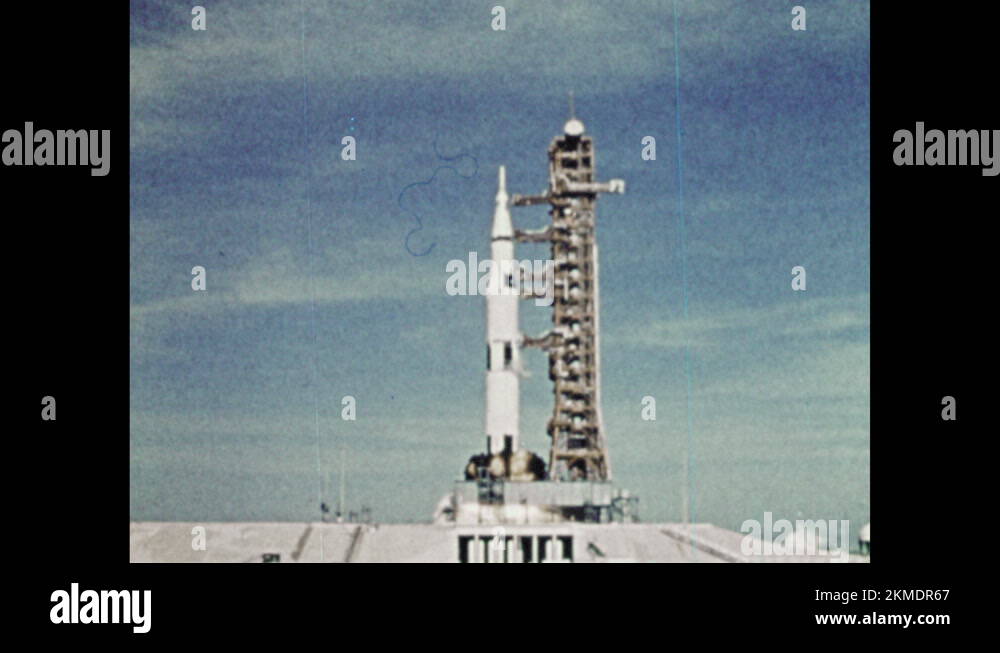 1970s: NASA control room, rocket taking off from launch pad, bus arriving and Stock Video ...