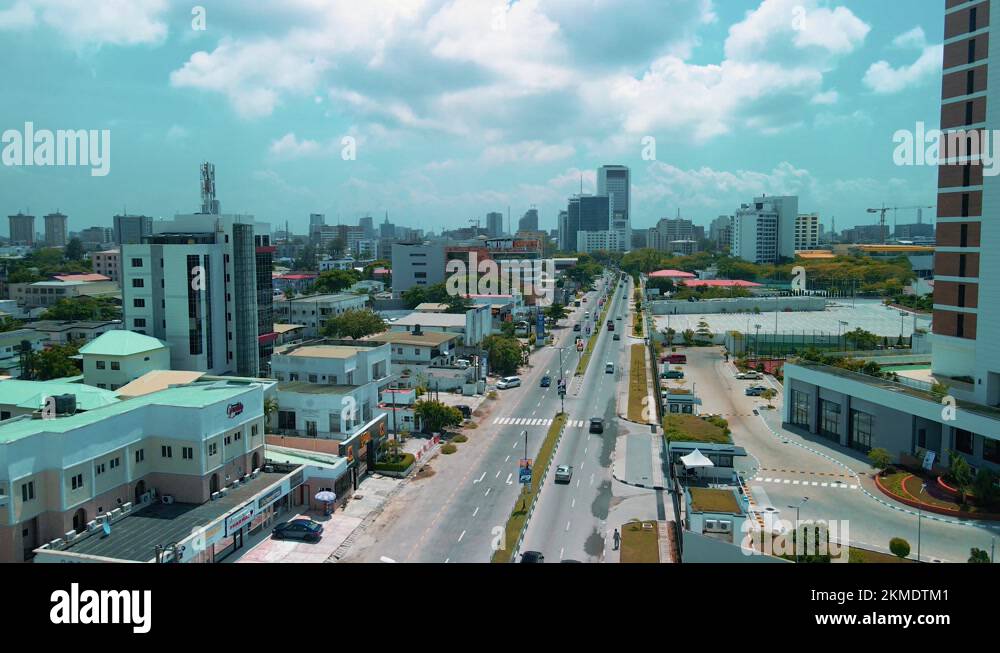 Victoria Island Lagos, Nigeria - 24 June 2021: Drone view of major roads Stock Video Footage - Alamy