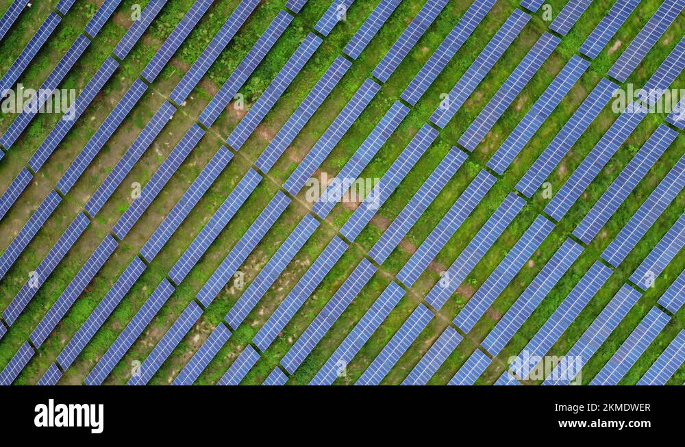 Solar Farm. Renewable Energy With Photovoltaic Panels. aerial top-down ...
