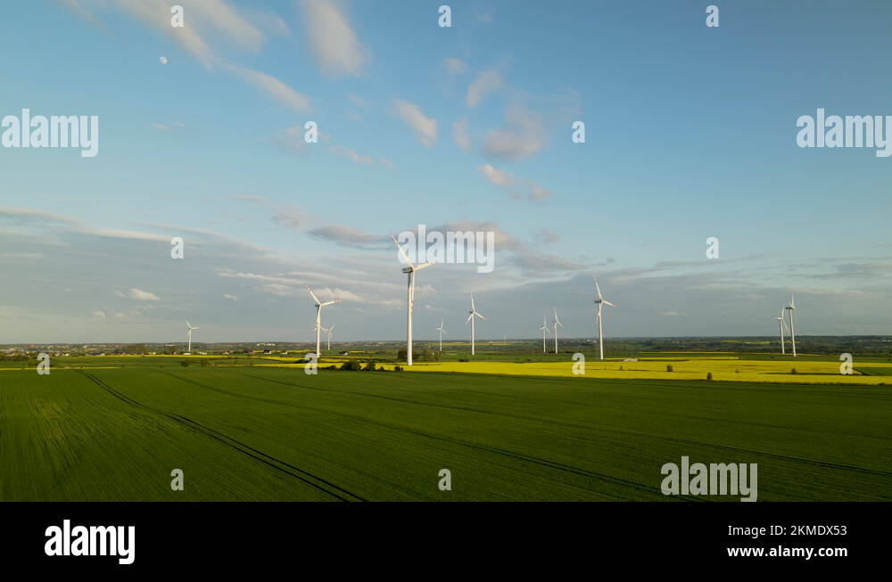 Wind turbines spinning renewable energy windmill rotating electricity ...