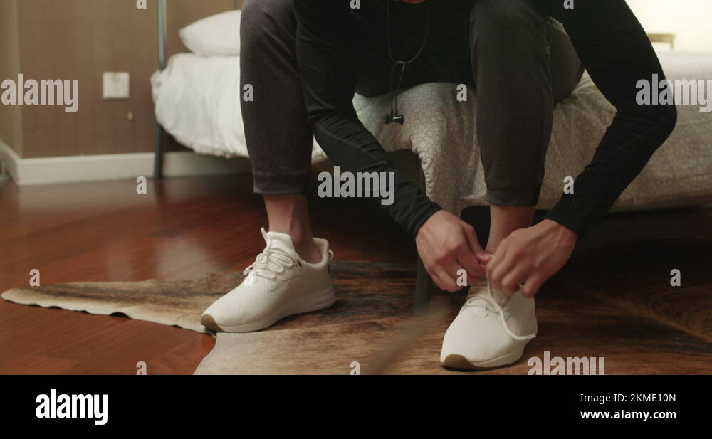 Young Chinese man getting up for morning exercises,4K Stock Video ...