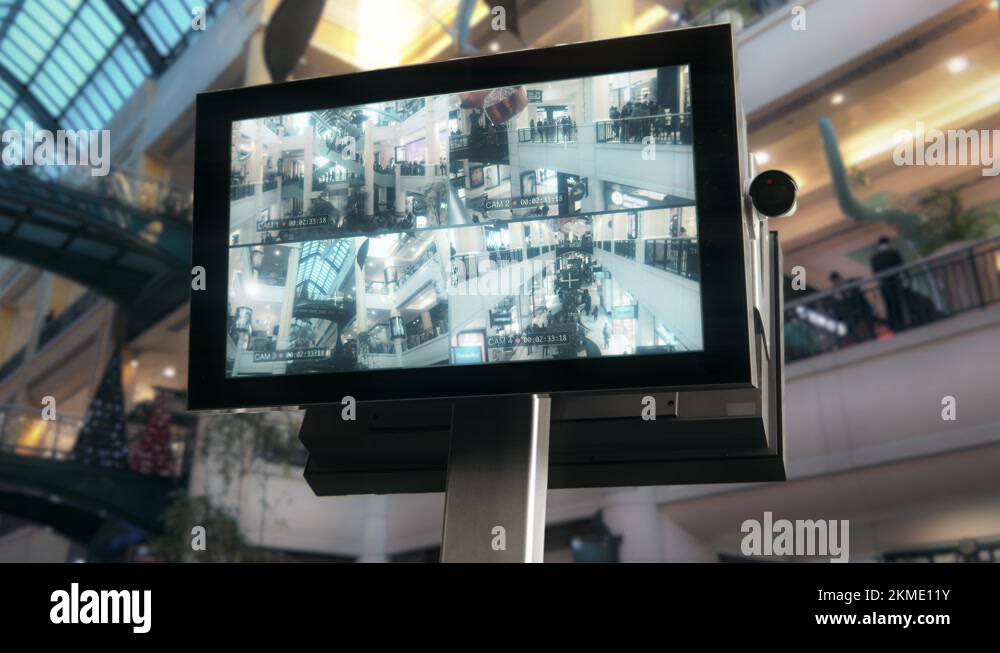 CCTV Surveillance Cameras Monitoring People Inside Shopping Mall Stock ...