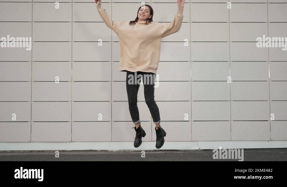 One woman jumping for joy full length Stock Videos & Footage - HD and ...