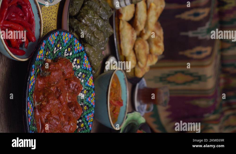 Arabic Cuisine Table top view. Middle Eastern traditional lunch ...