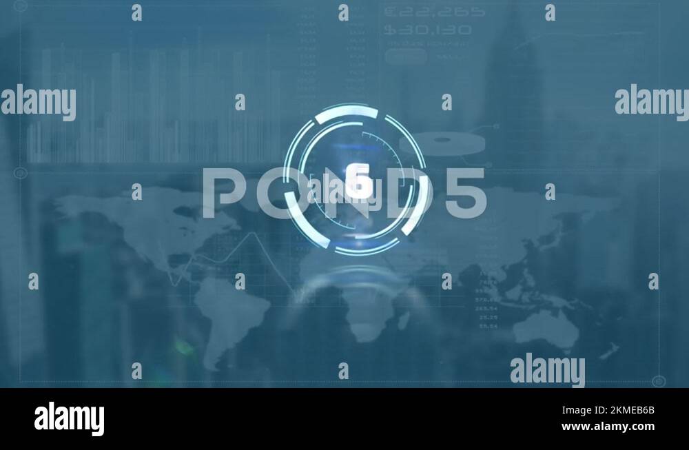 Countdown timer over round scanner over world map and digital interface ... Countdown timer over round scanner over world map and digital interface ...