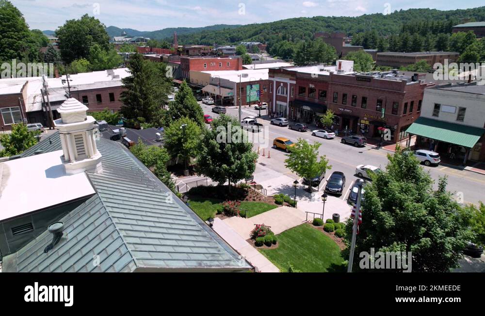 Boone NC, Boone North Carolina Aerial Push to Downtown King Street Area ...
