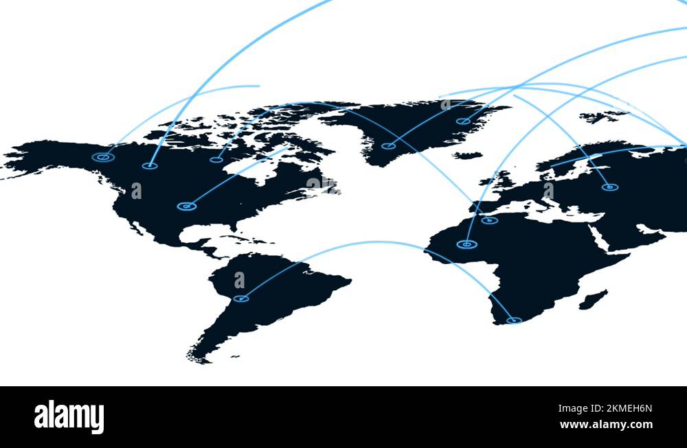 Moving world map with interconnected links, Global communication ... Moving world map with interconnected links, Global communication ...