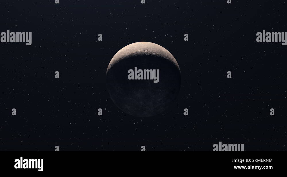 Moon and sun at 4K. High resolution and detailed lunar. Camera flying ...