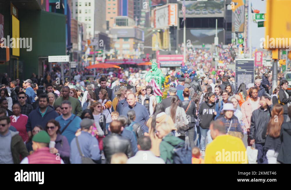 Crowded people walk without mask in Times Square New York City, United ...