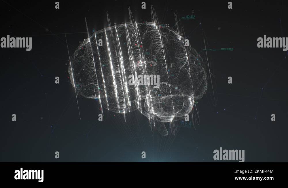 Digital model of the human brain. Brain scan technology concept Stock ...