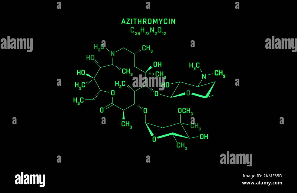Azithromycin Skeletal Formula or Molecular Structure Symbol Neon ...