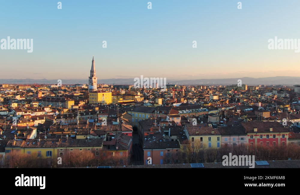modena city historic centre aerial view drone at sunset Stock Video ...