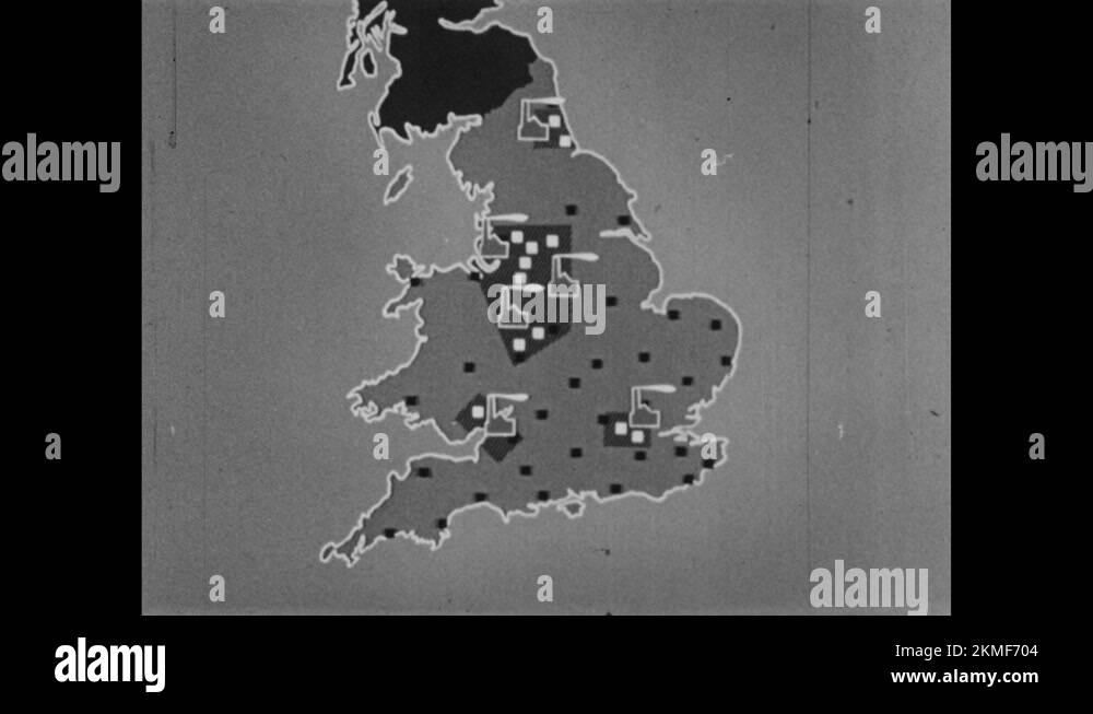 1950s: Map of England showing boroughs. Man speaks. Parliament in ...