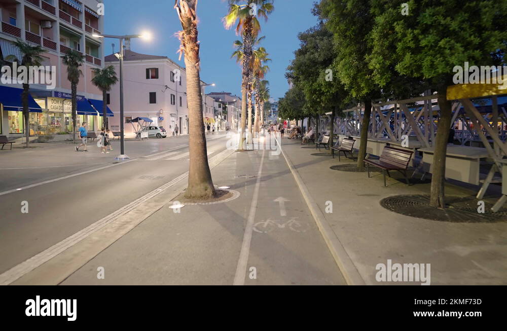 Movement through Koper city at night with empty fish market 4K Stock ...