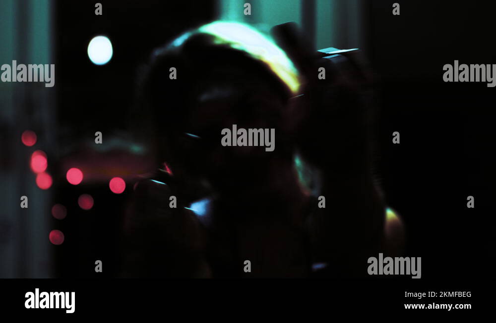 Silhouette portrait of a female artist. Girl with clumsy clorful ...