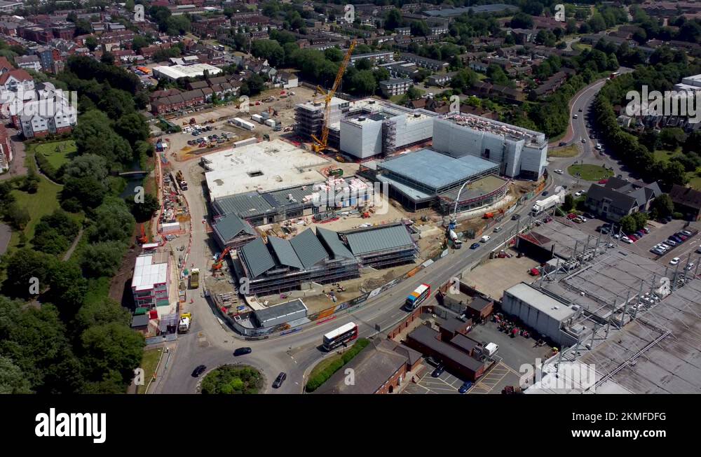 4K drone video of a construction site at Riverside in Canterbury, Kent ...