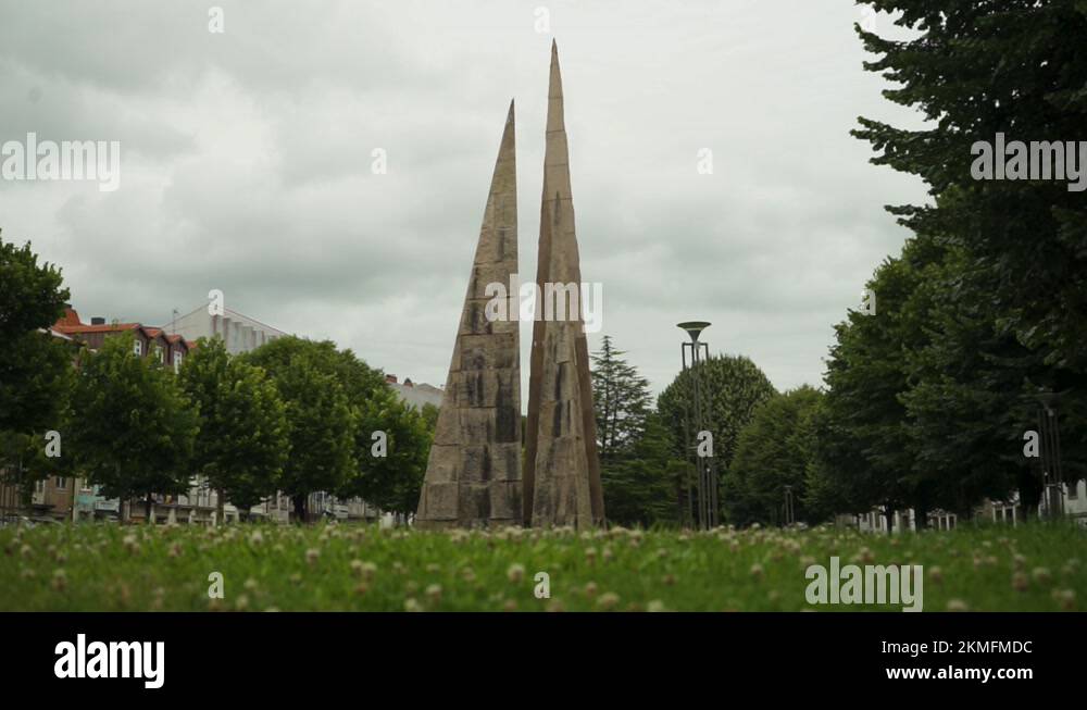 Triangular monument in a Park (Monument to Pope John Paul II in Braga ...