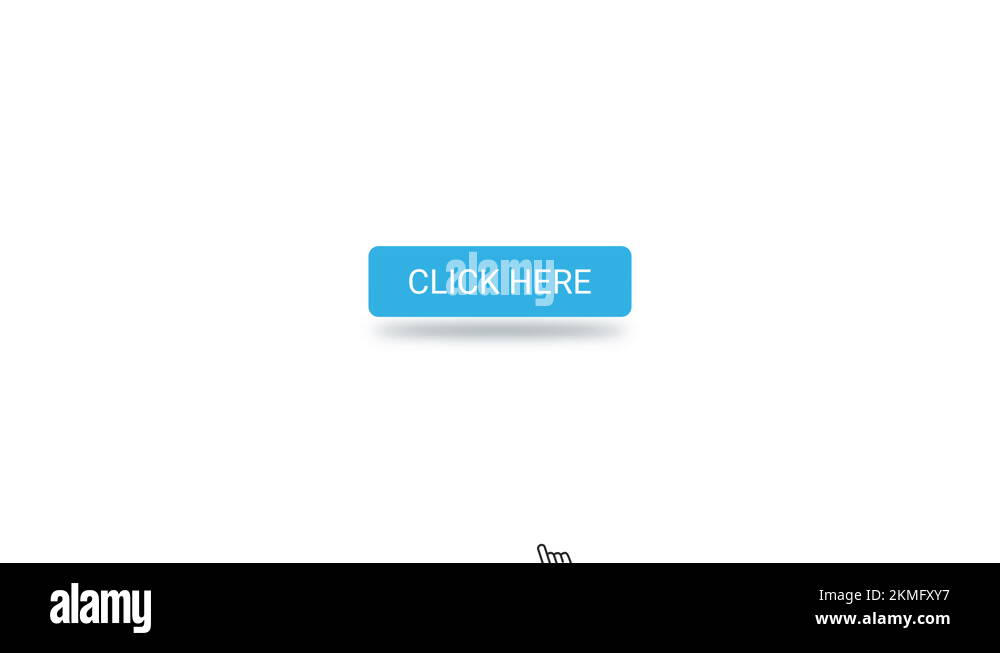 Click Here Button Press by Hand Cursor Animaton on White Background ...