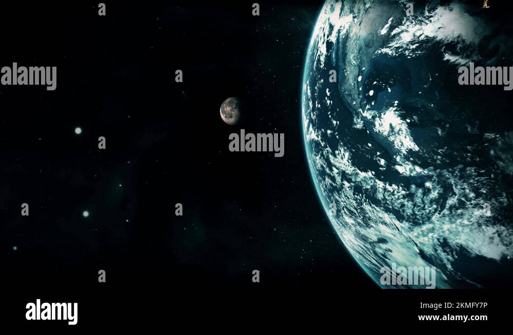 cinematic planet earth and moon in outer space Stock Video Footage - Alamy