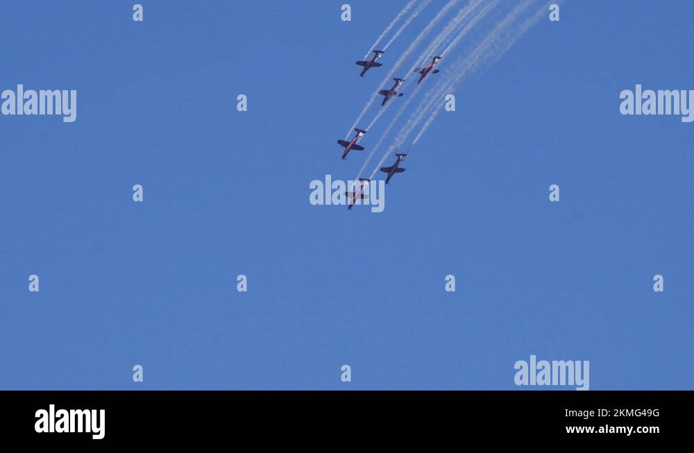 slow motion clip of the raaf roulettes in the descent stage of a loop ...