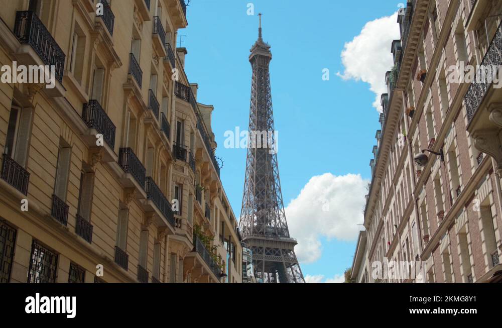 Eiffel Tower, Paris, France, Street View Between Buildings in Typical ...