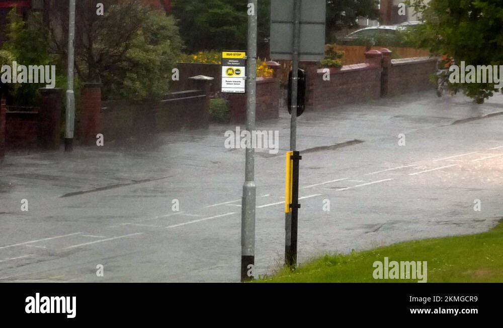 Cars Driving In Stormy Flooding Heavy British Rain Pouring Dangerous