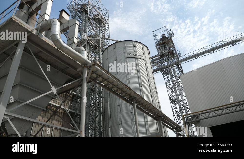 Industrial soy bean oil plant wilh a high cistern and a drain tube on ...