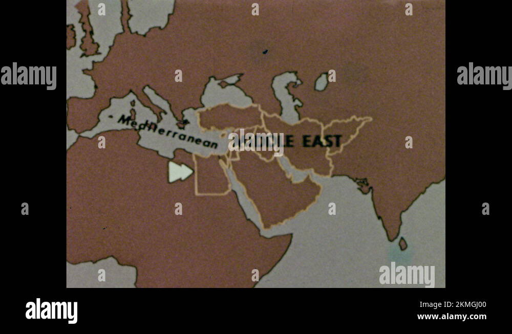 1950s: Middle East on map. Countries on map in Middle East: Israel ...