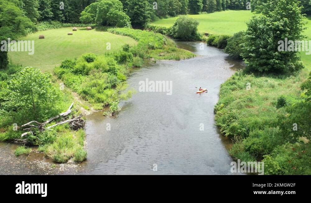 The New River in Watauga County North Carolina, NC, Aerial push in ...