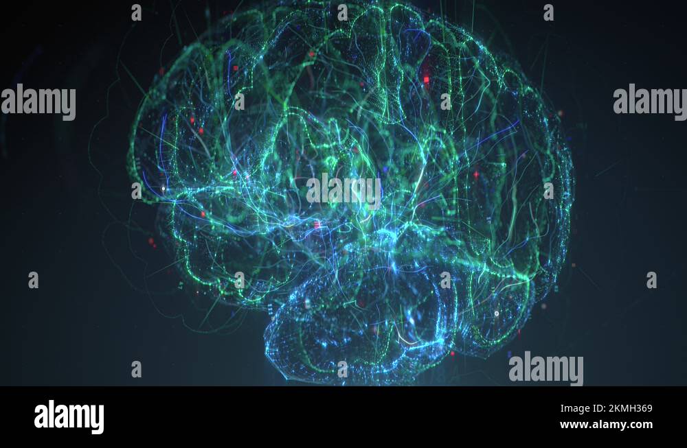 Digital model of the human brain. Brain scan technology concept Stock ...