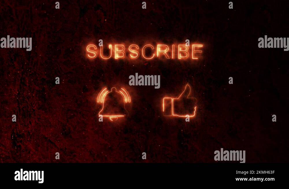 neon fire social media icons,burning like,subscribe and notification ...
