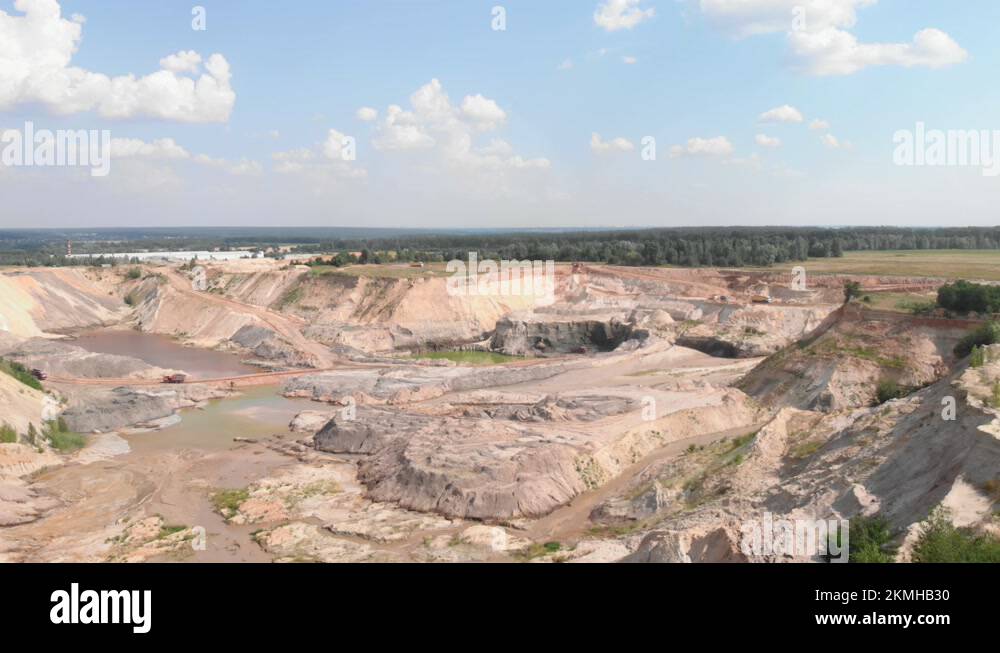 Huge open quarry. Mining. Clay mines. Industrial iron ore quarry. Open ...
