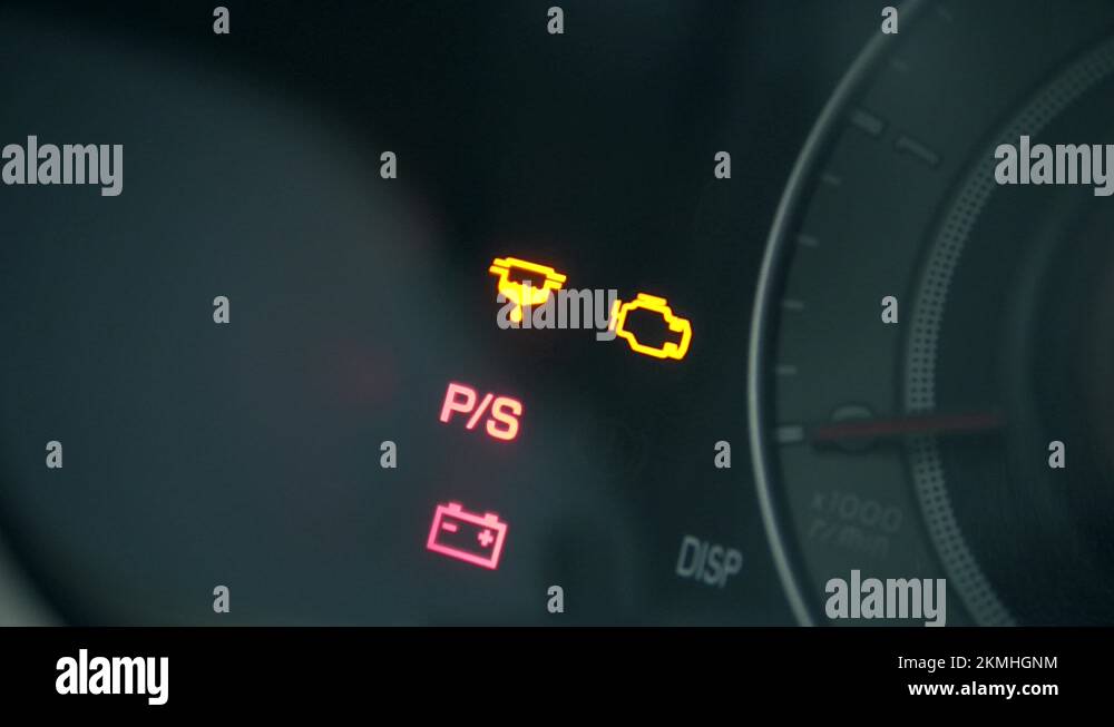 Car Engine Starting Dashboard Icons Appearing Engine Service Fault Pictograms Stock Video