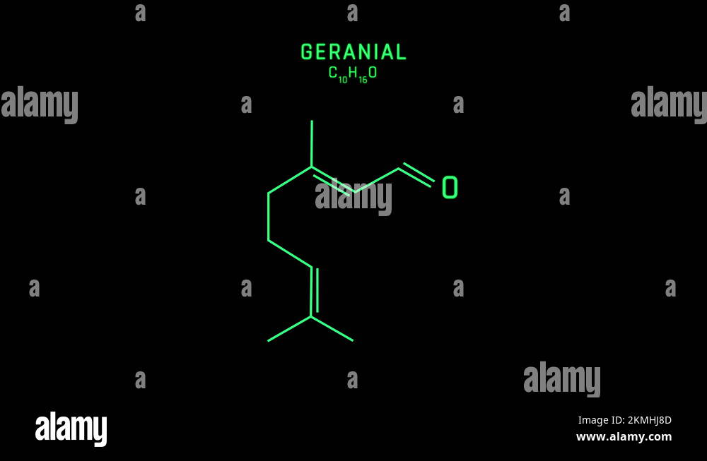 Geranial Skeletal Formula or Molecular Structure Symbol Neon Animation ...