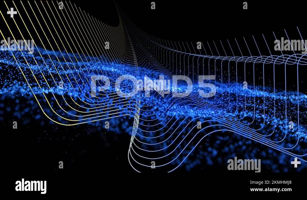 Animation of floating blue particles over parallel yellow and blue ...
