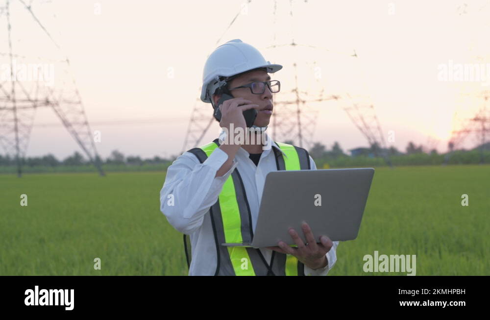 Engineer concept of 4k Resolution. Asian men are exploring the power ...