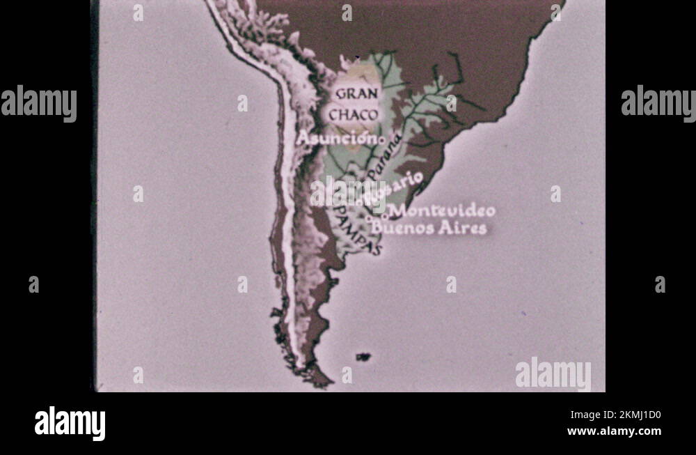 South America 1960s: Map showing the Gran Chaco. Plains with scattered ...